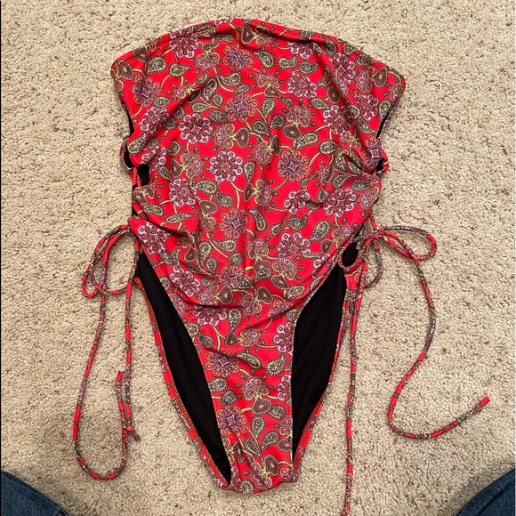 ASOS | Swim | Asos Red Floral One Piece Swimsuit | Poshmark